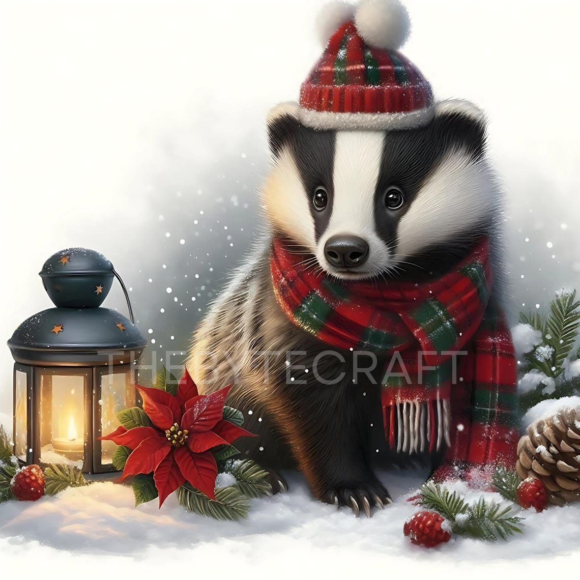 Christmas Badger Clipart Set: Whimsical JPG Images (digital Download ...