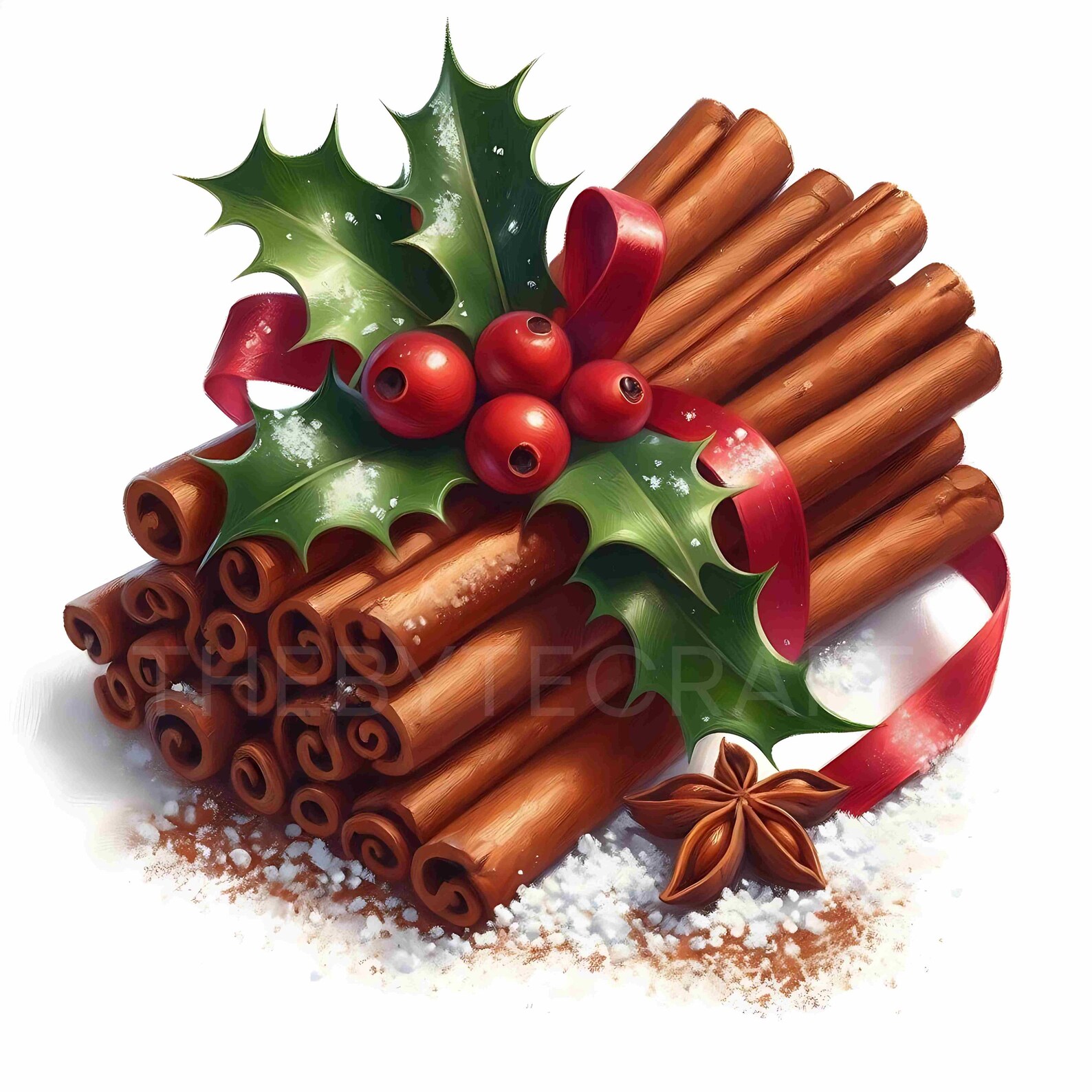 Christmas Cinnamon Watercolor Clipart Christmas Clipart Bundle Cinnamon ...