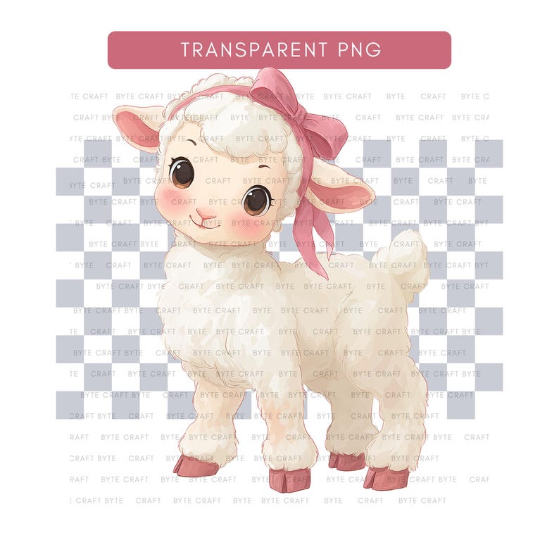 Pink Watercolor Farm Animal Clipart Cute Kawaii Farm PNG Nursery ...