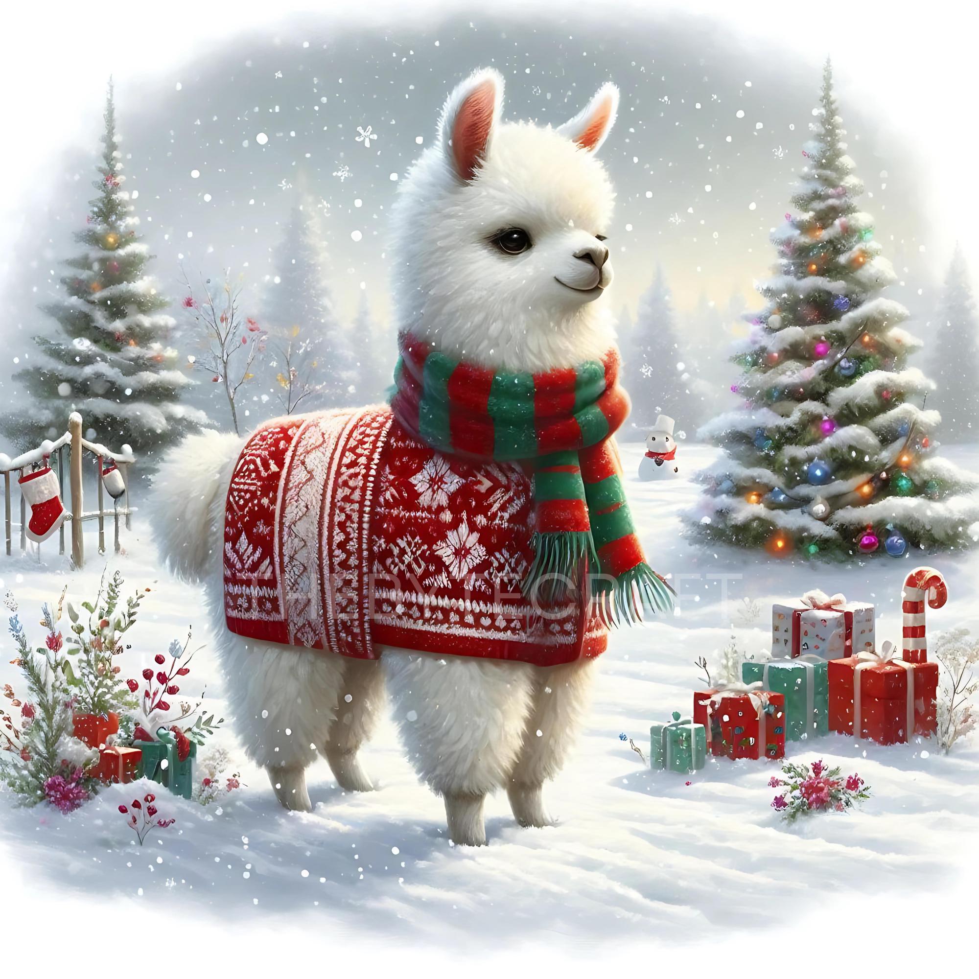 Christmas Llama Clipart Set: Whimsical Holiday Jpegs (digital Download ...