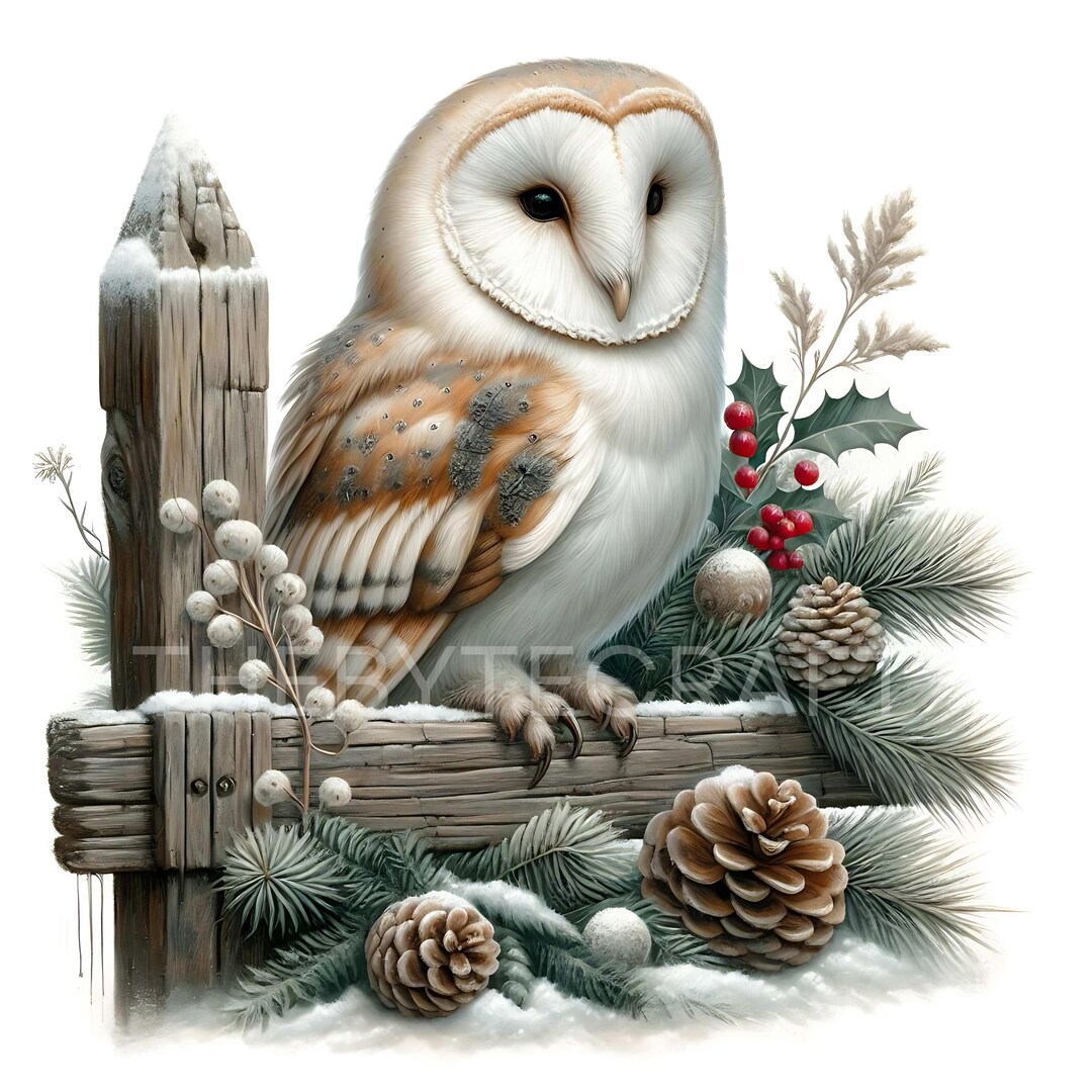 Winter Christmas Owl, Christmas Watercolor Clipart, Christmas Clipart ...