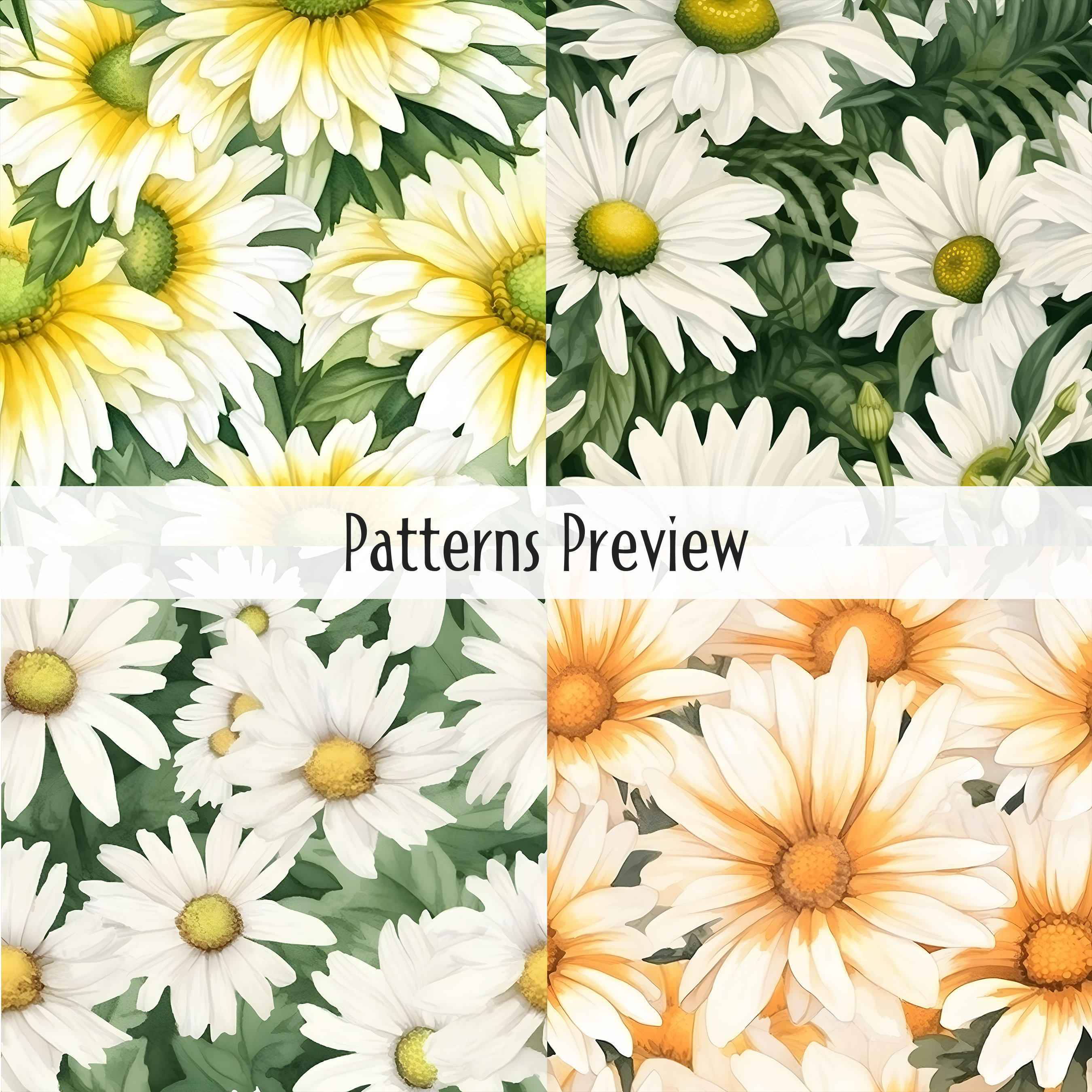 Realistic Daisy Flowers Seamless Patterns Digital Paper High - Etsy