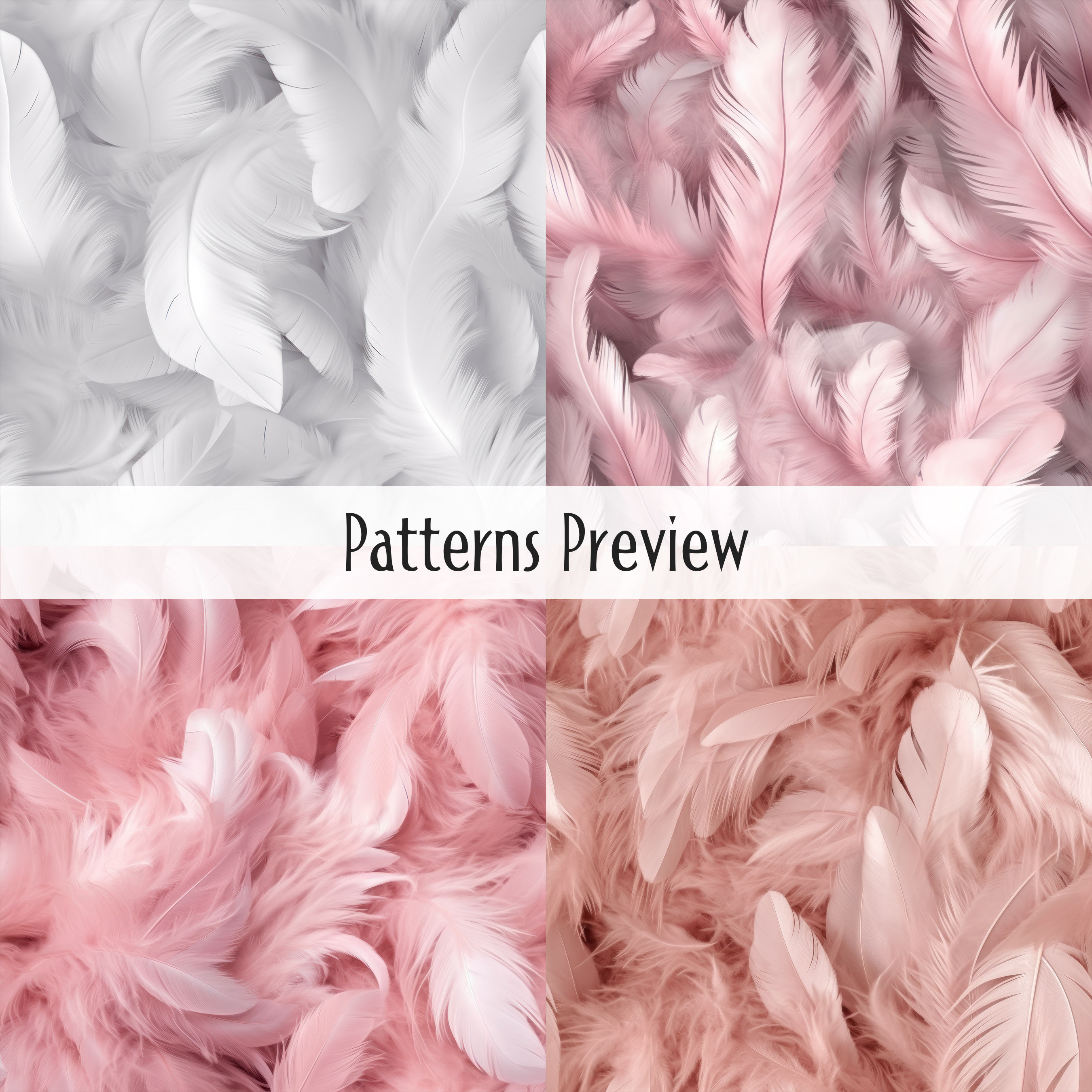 Realistic Feathers Seamless Patterns, Digital Paper, High Resolution, Colorful Seamless Patterns ...