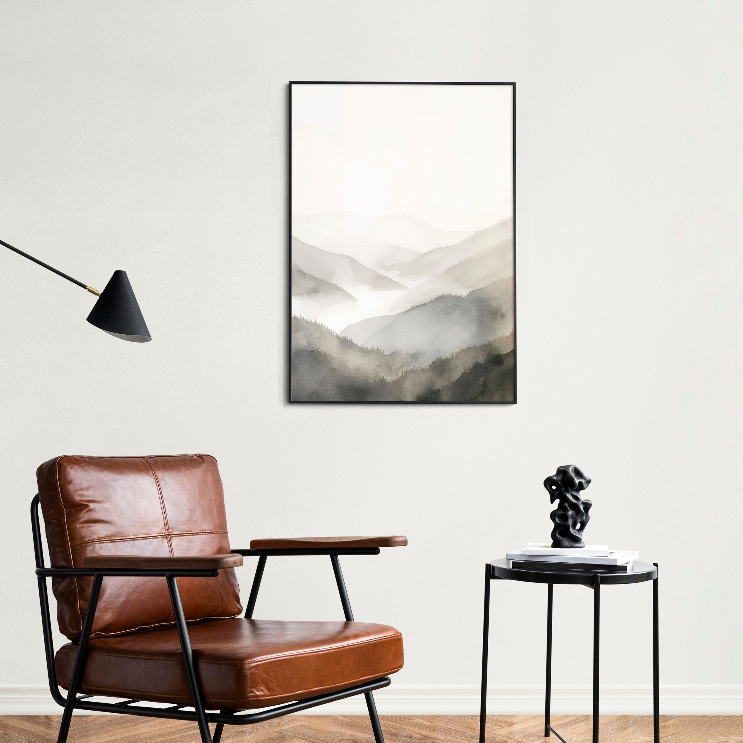 Abstract Watercolor Landscape Print, Vintage Style Painting, Earthy ...