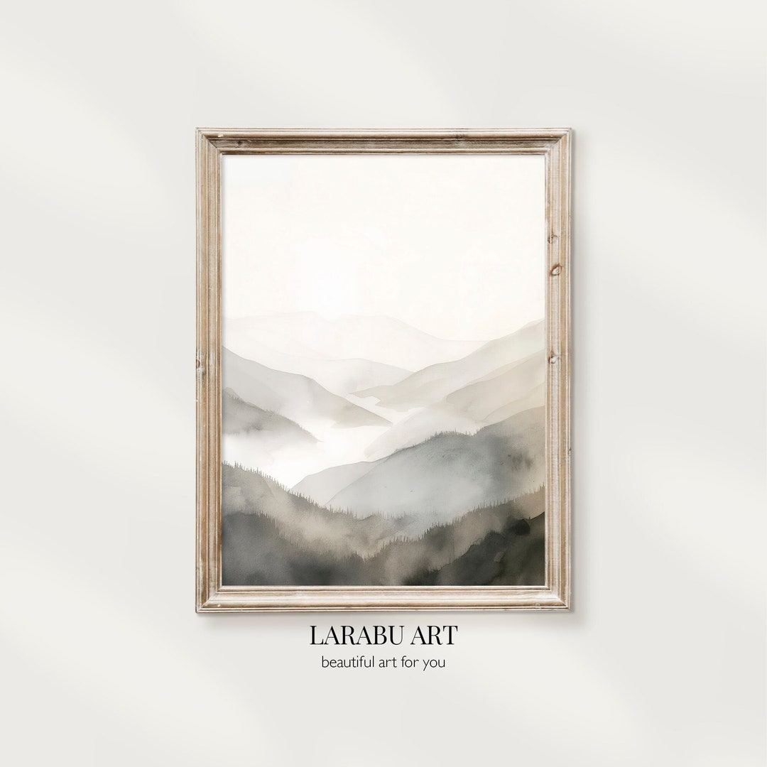 Abstract Watercolor Landscape Print, Vintage Style Painting, Earthy ...