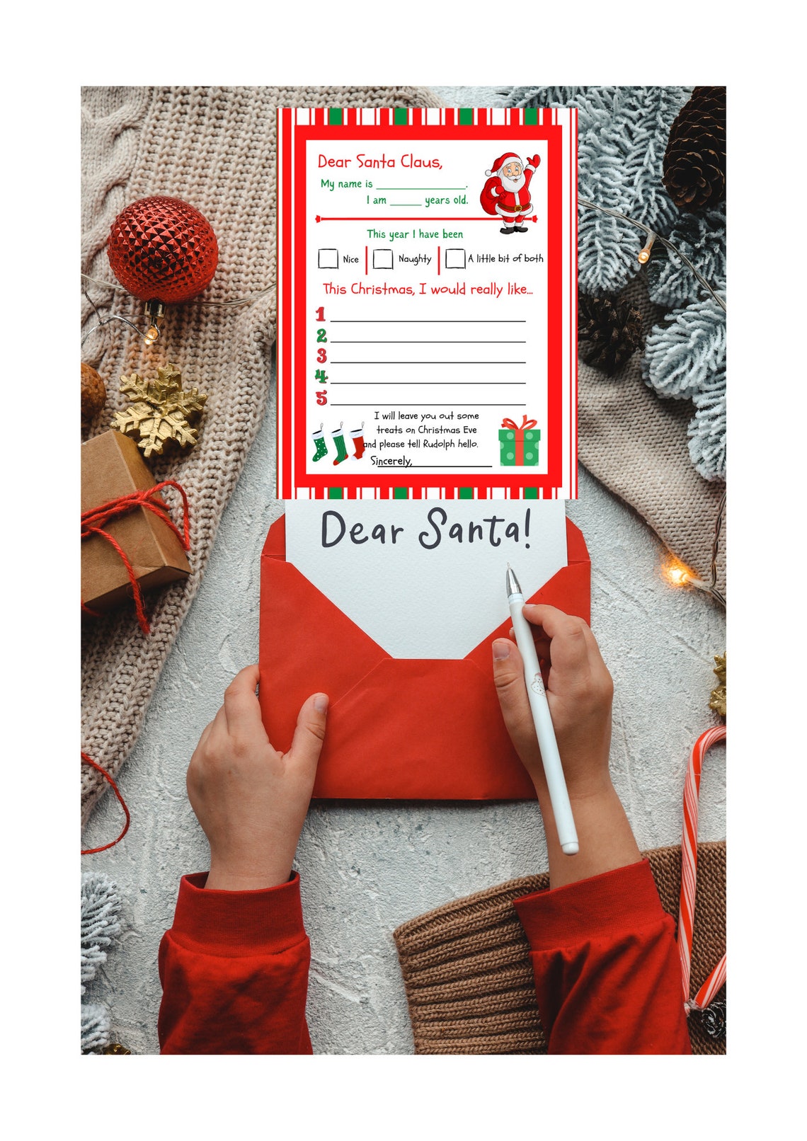 Letter to Santa Printable / Santa Letter / Kids Letter to Santa ...