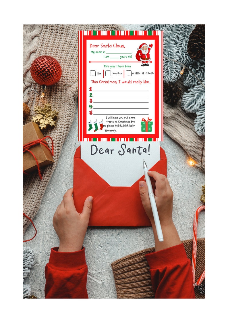 Letter to Santa Printable / Santa Letter / Kids Letter to Santa ...