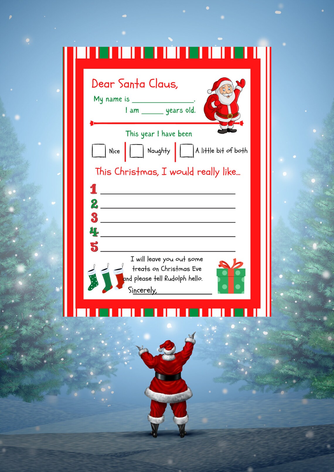Letter to Santa Printable / Santa Letter / Kids Letter to Santa ...