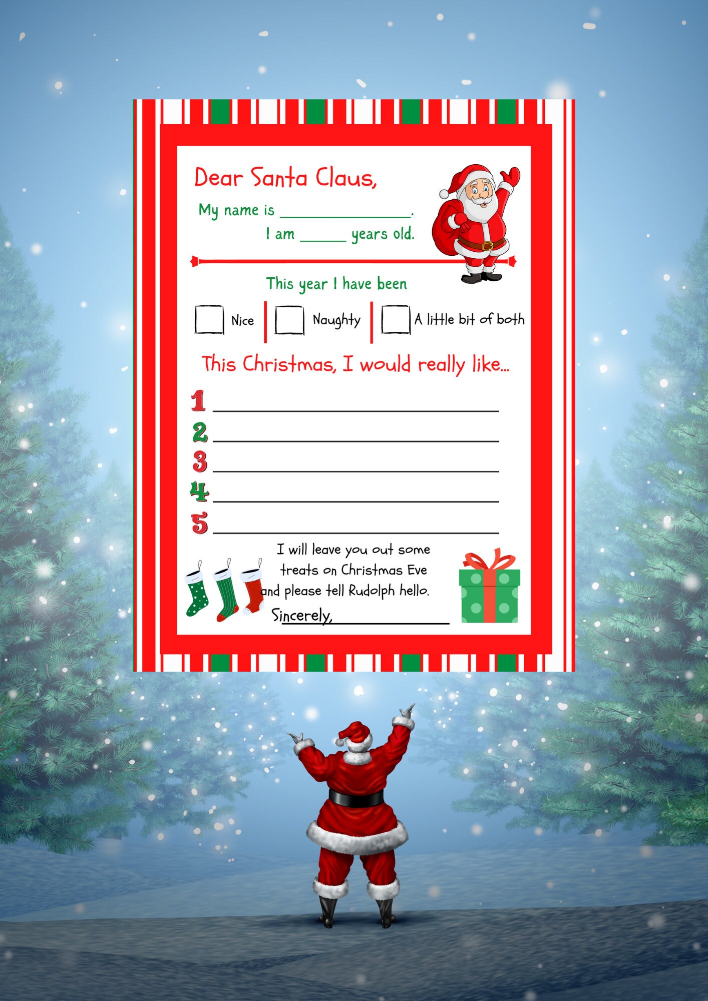 Letter to Santa Printable / Santa Letter / Kids Letter to Santa ...