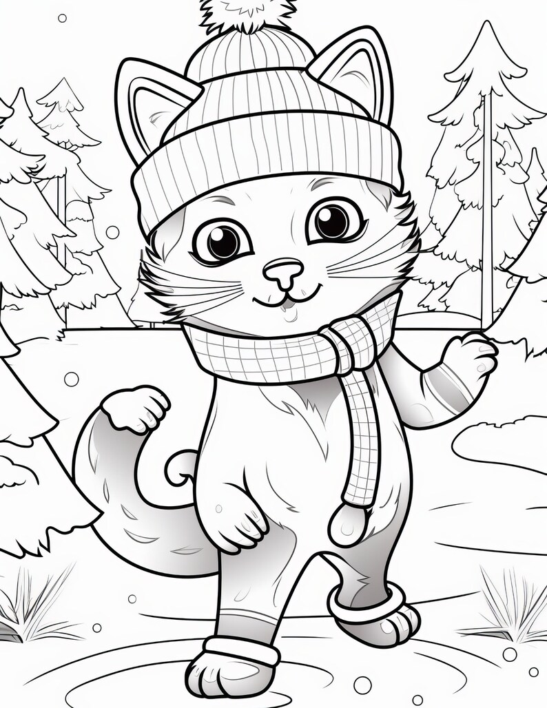 Christmas Kittens Coloring Pages 25-page Instant Digital Download - Etsy