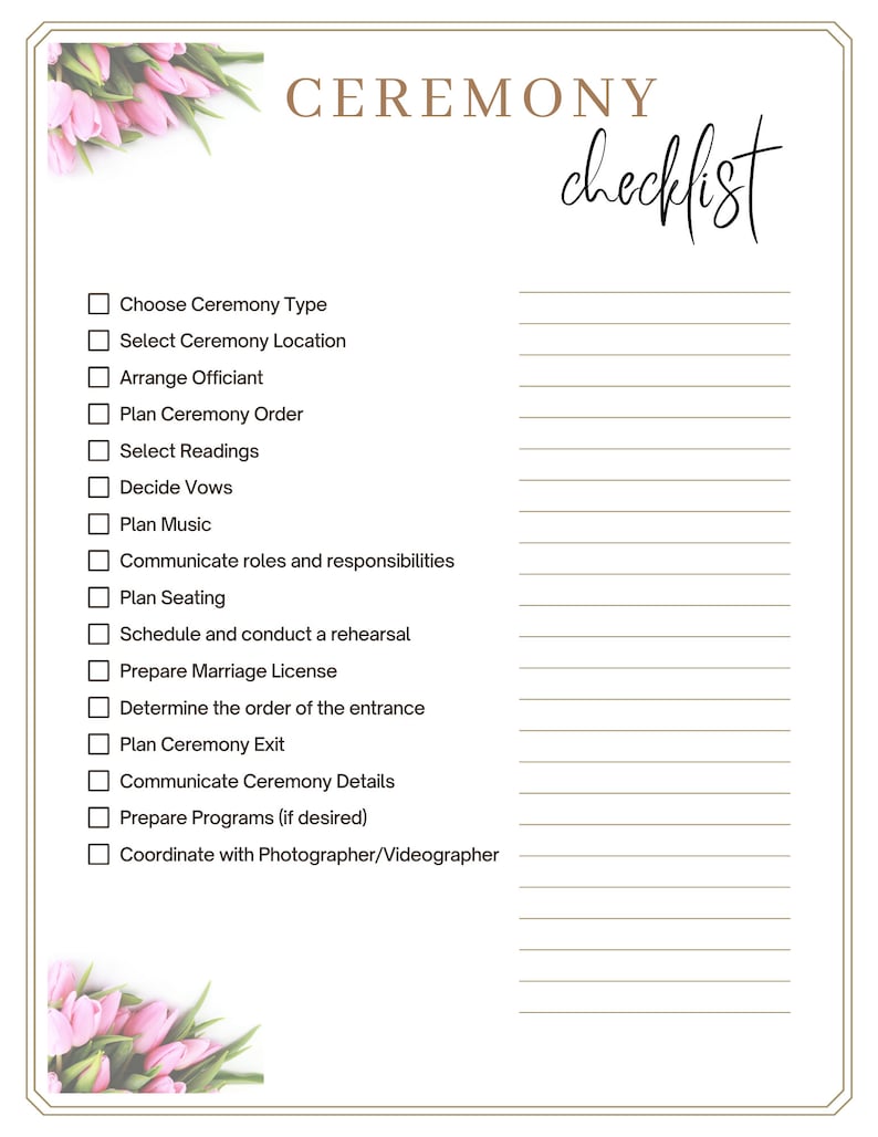 The Wedding Planning Checklist - Digital Download - 13 Pages - Etsy