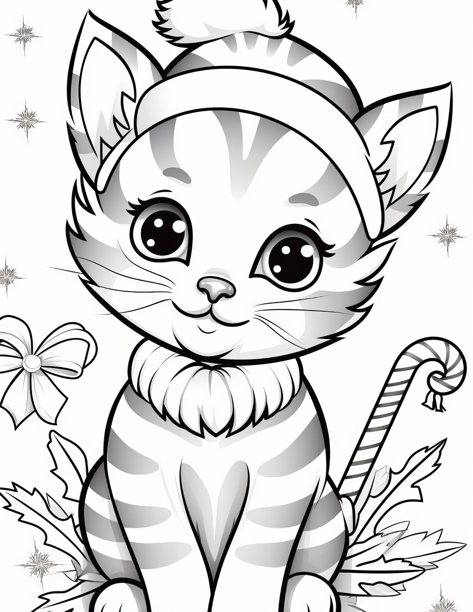 Christmas Kittens Coloring Pages 25-page Instant Digital Download - Etsy