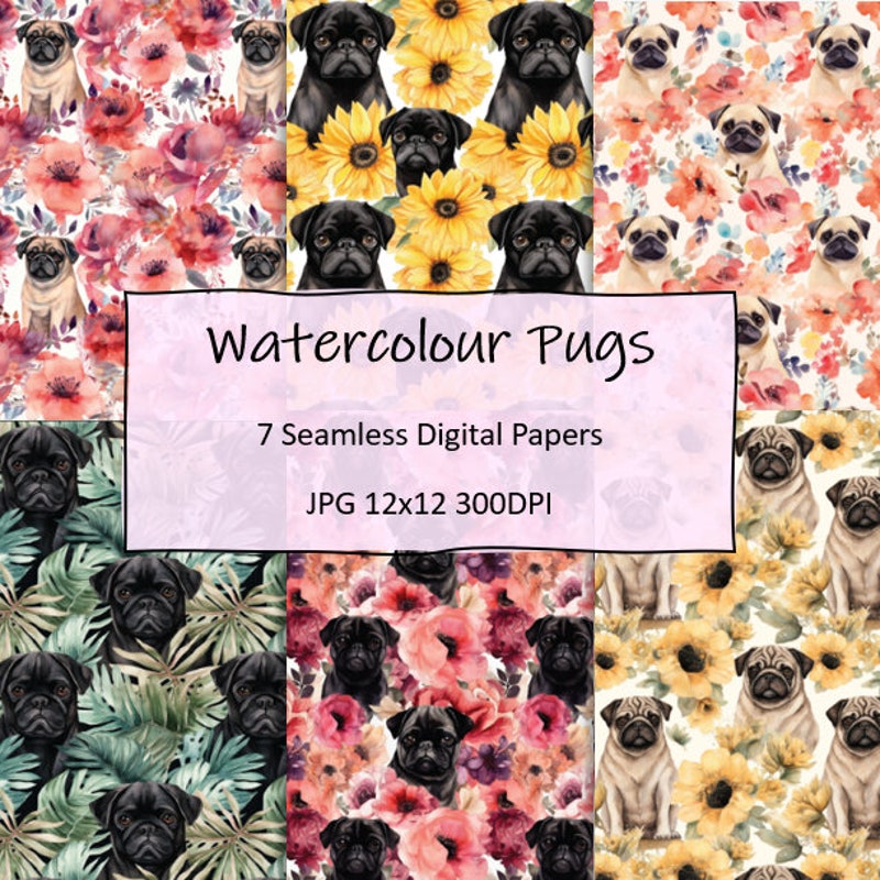 Pug Watercolor - Etsy