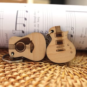 Engraved Wooden Guitar Keychain: Personalized Music Lover Gift - Etsy