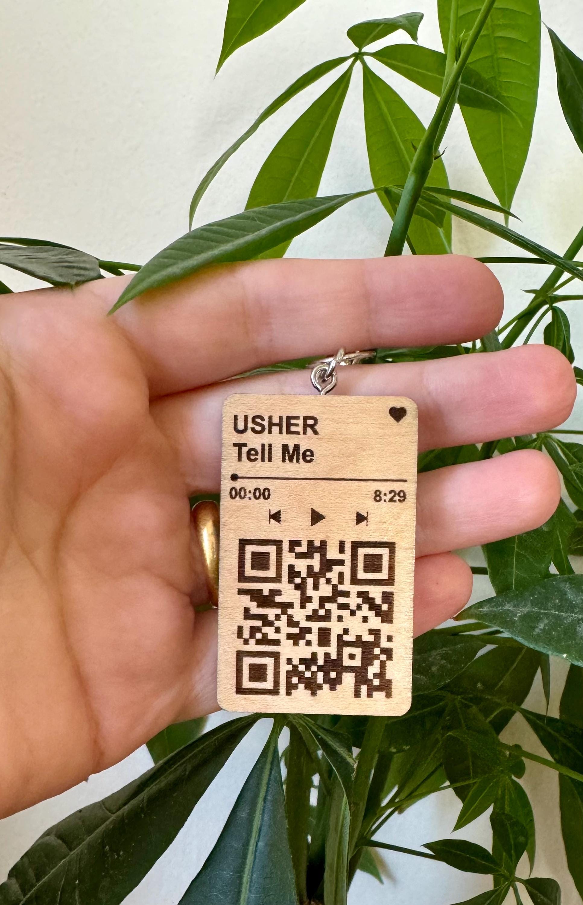 Personalized Scannable Music Keychain: Custom Wood Spotify/qr Code Gift ...