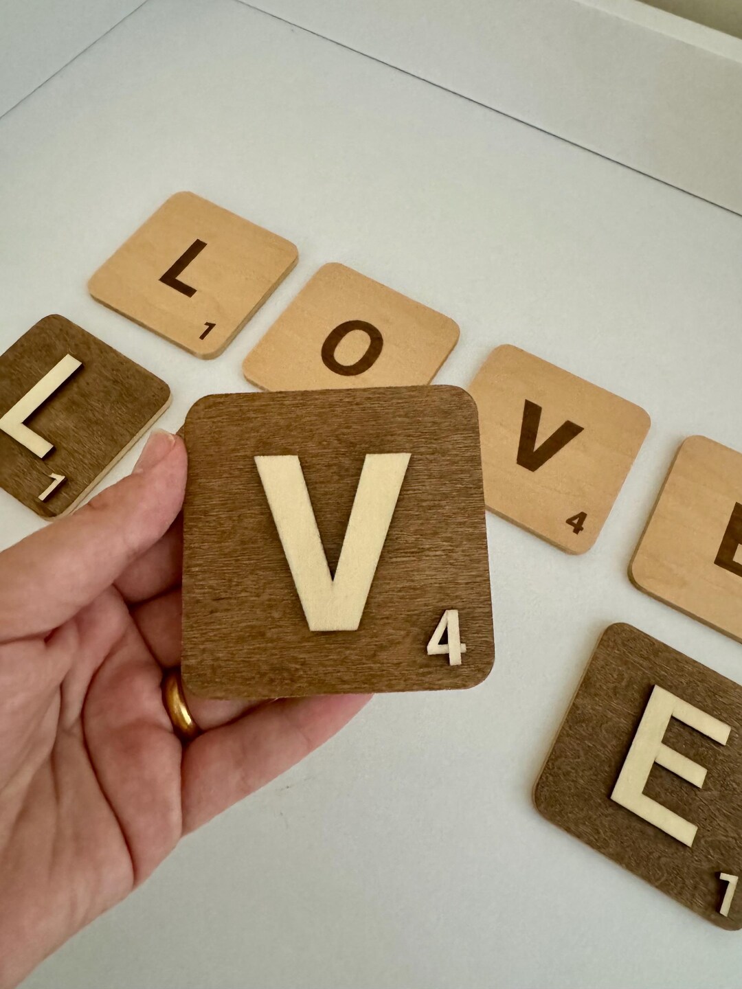 Engraved Scrabble Tile Letters, Personalized Wood Wall Art - Etsy