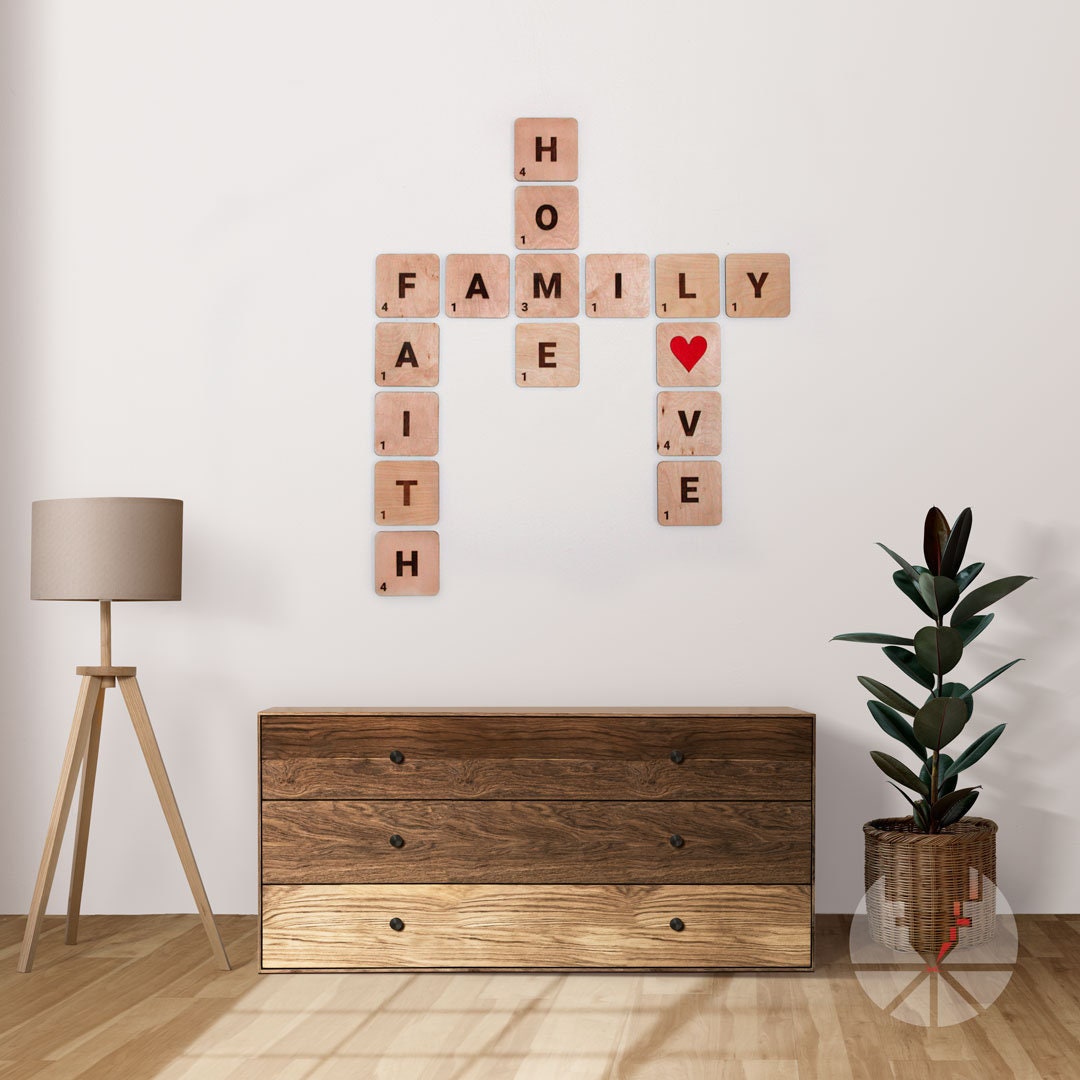 Scrabble Wall Wooden Tiles Word Tiles Wooden Letters Gift Housewarming ...