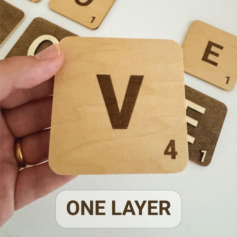 Wooden Scrabble Tiles Wall Art, Family Scramble Letters Sign, Wood ...