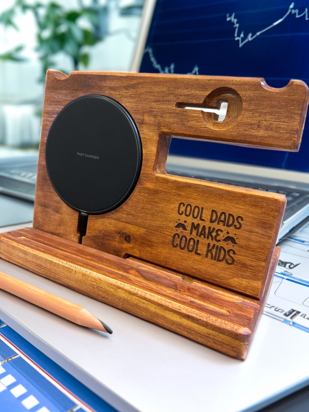 Wooden Docking Station Custom Apple Watch Stand and iPhone Charger With ...