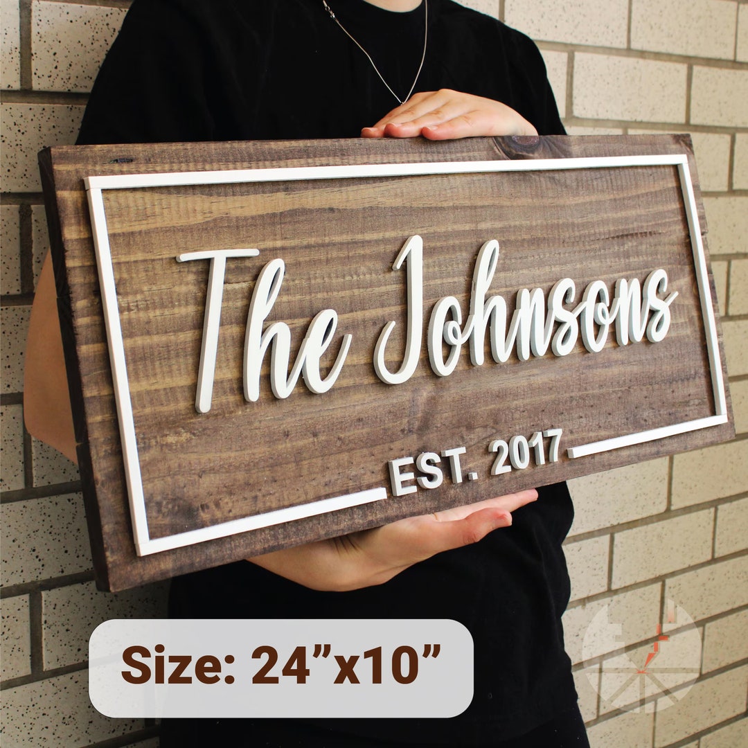 Custom Wood Last Name Sign – Personalized Family Name, Housewarming ...