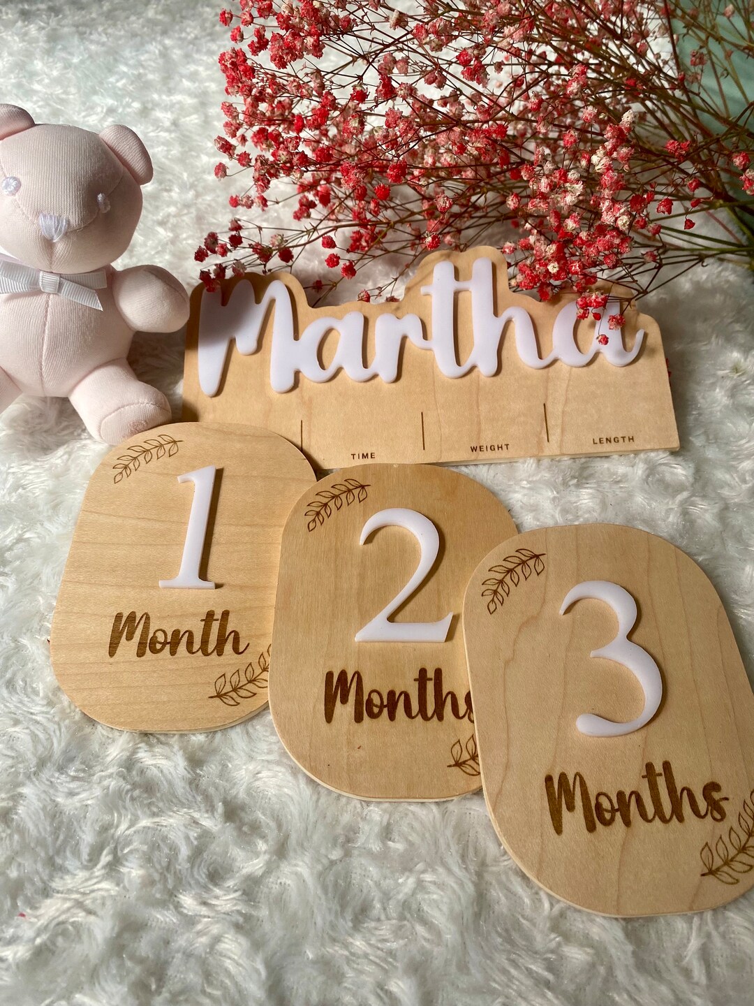 Baby's First Year Wooden & Acrylic Milestone Markers Capture Monthly ...