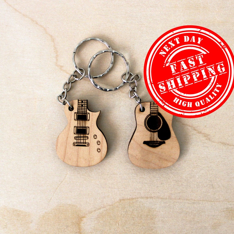 Custom Engraved Wooden Guitar Keychain: Personalized Music Gift - Etsy