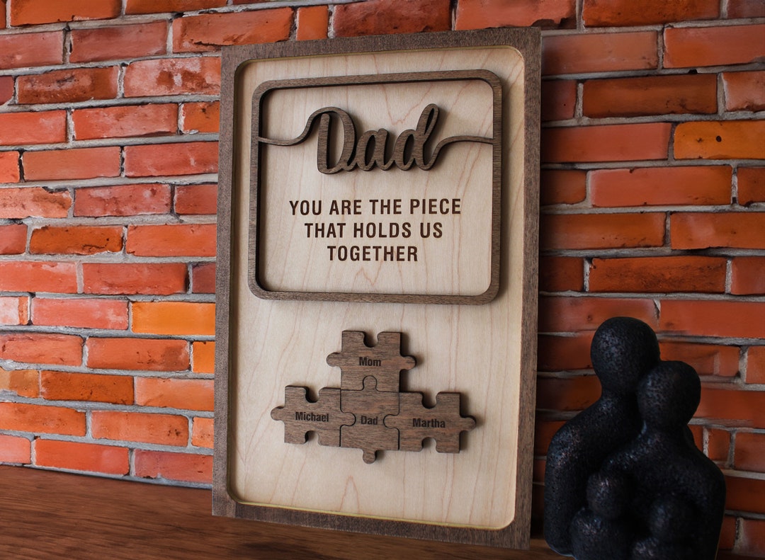 Personalized Dad Puzzle Sign: Engraved Wood Family Gift - Etsy