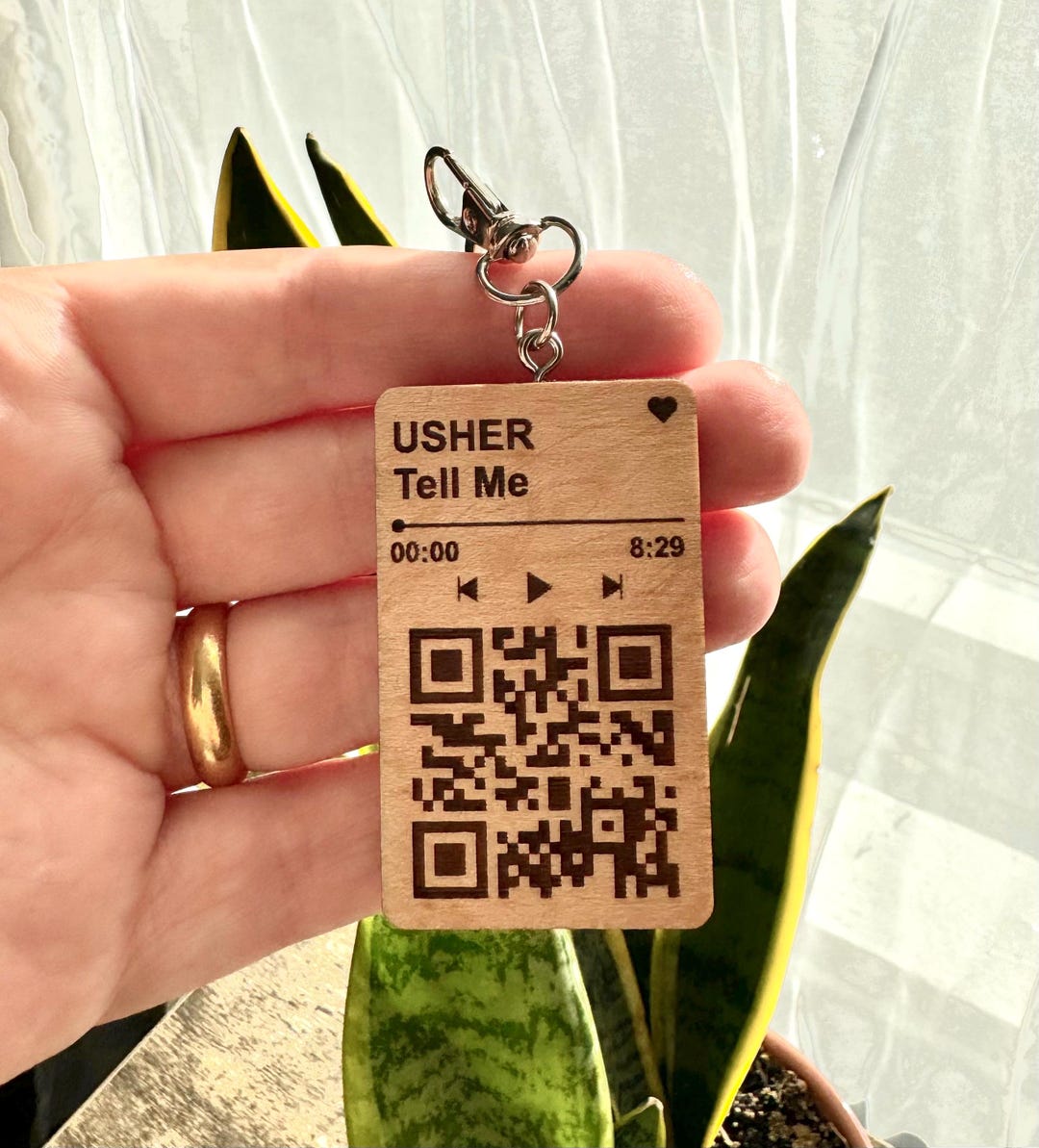 Engraved Wooden QR Code Keychain: Personalized Music Gift - Etsy