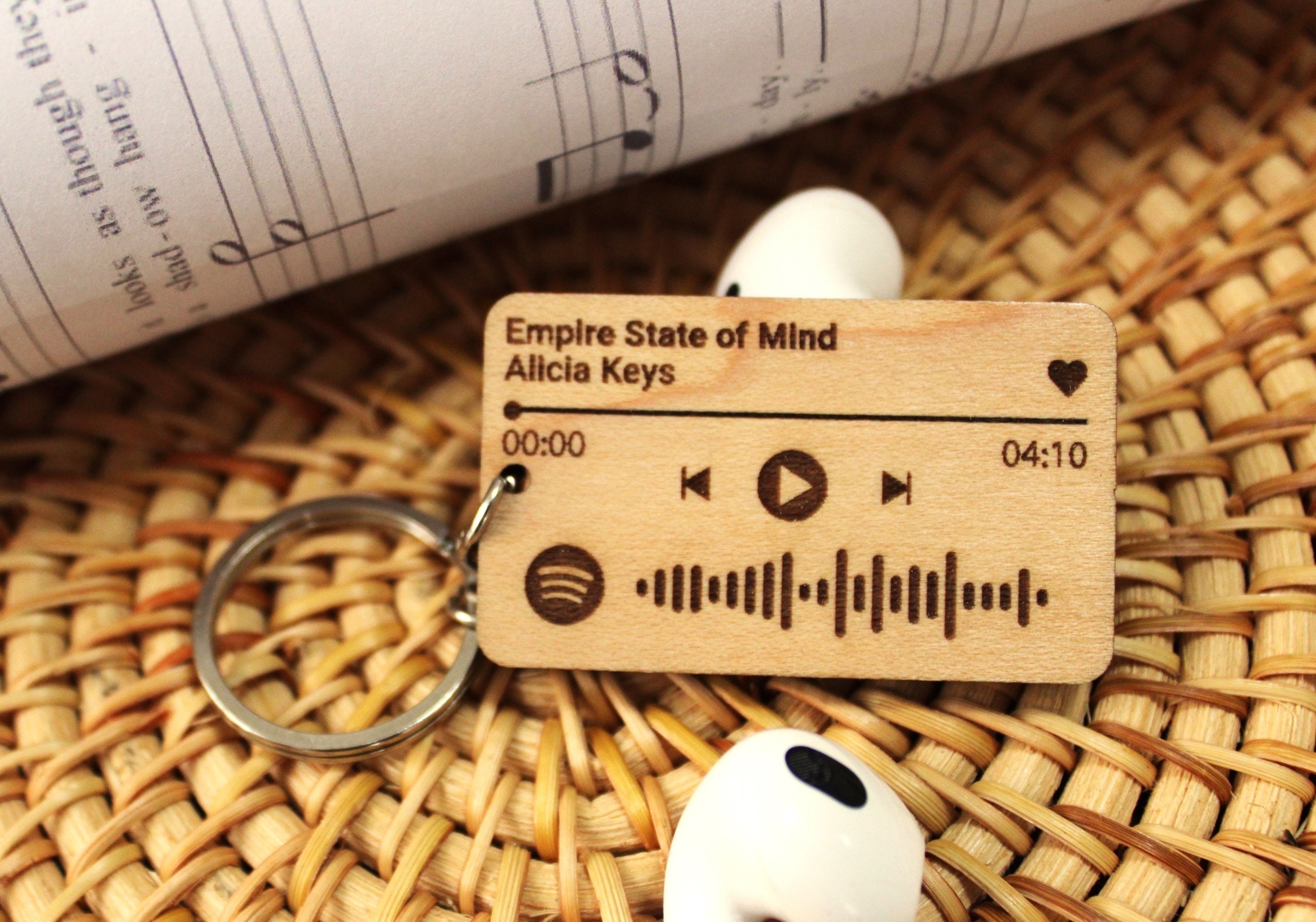Personalized Scannable Music Keychain: Custom Wood Spotify/qr Code Gift ...