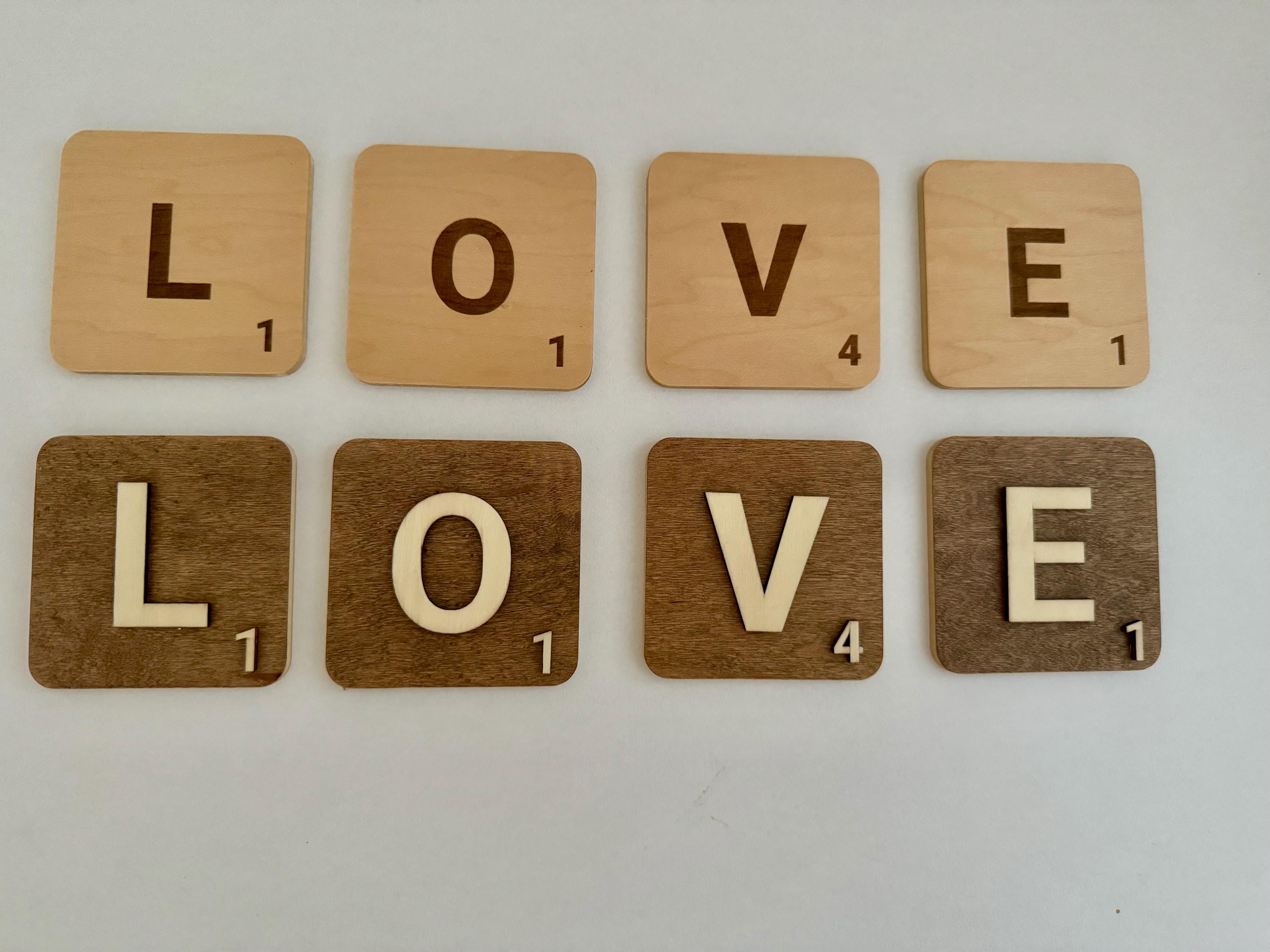 Wooden Scrabble Tiles Wall Art, Family Scramble Letters Sign, Wood ...