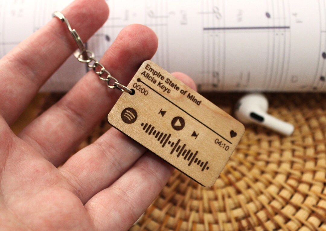 Scannable Spotify Music Keychain Wood Lover Keyring Custom Personalized ...