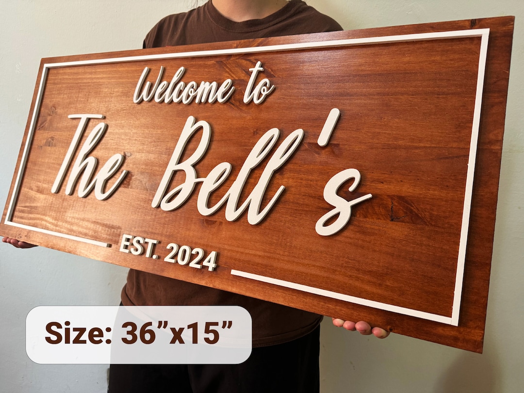 Wooden Name Sign Plaque Rustic Farmhouse Style Ideal for Home or Office ...