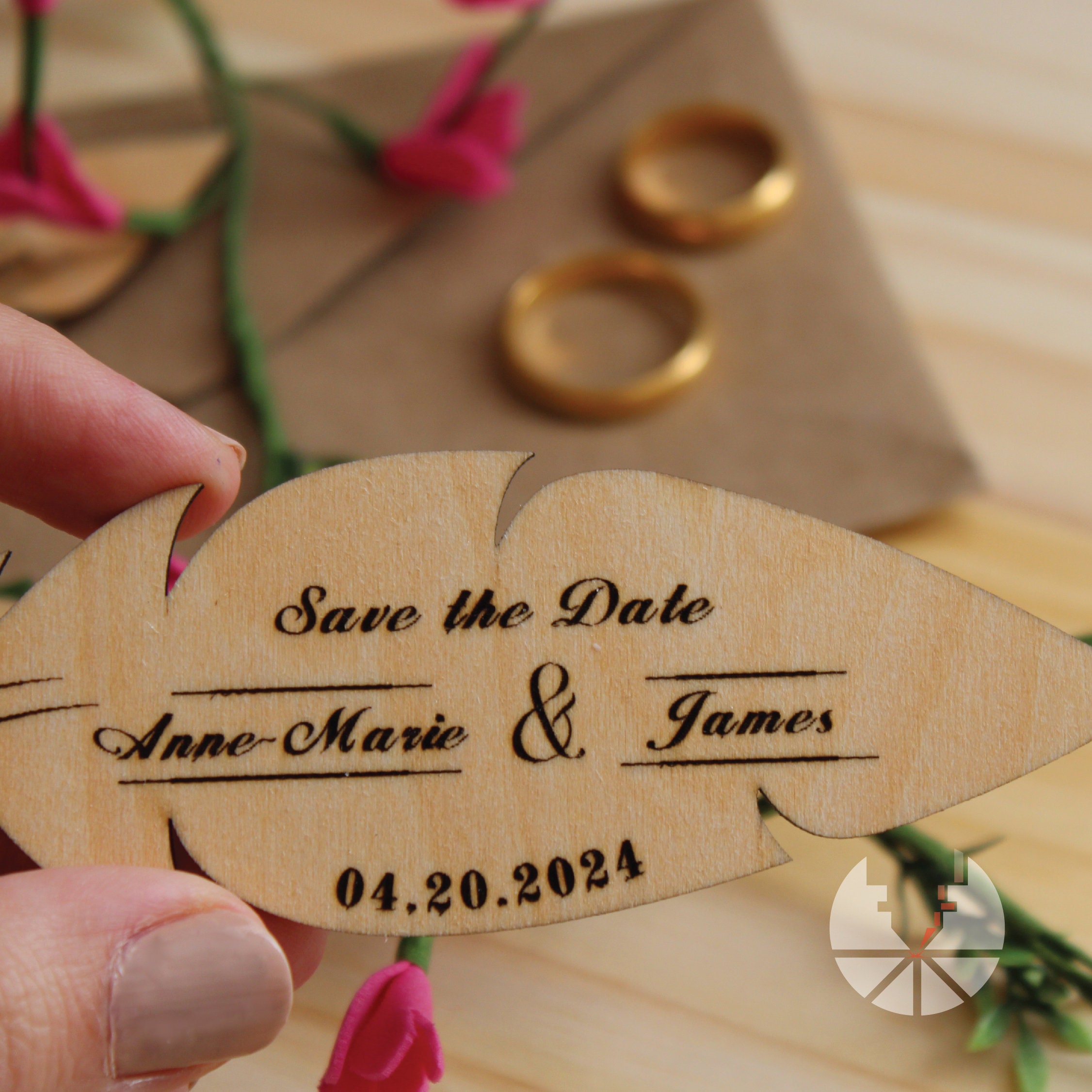 Wood Wedding Favors Save the Date Magnets Feathers Wooden Wedding ...