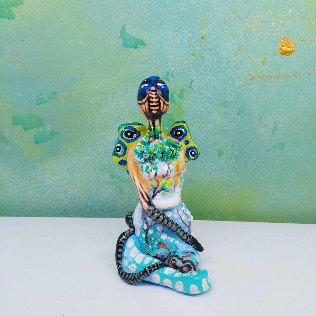 Handmade Female Figurine, Hand Painted Woman Sculpture, Unique Home ...