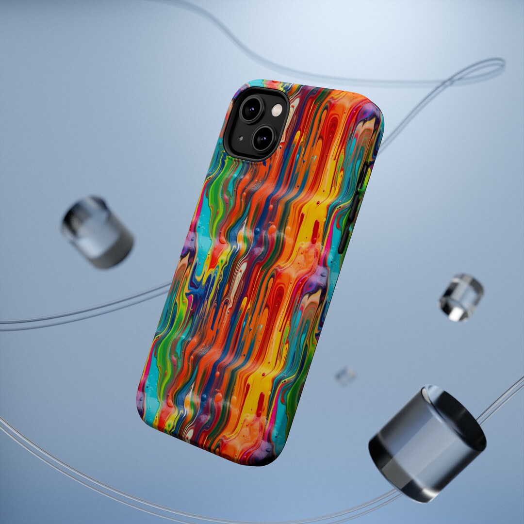 Rainbow Melting Paint Magsafe Tough Cases, iPhone Case, Wireless ...