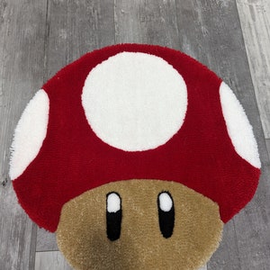 Handmade Tufted Mario Mushroom Floor Rug - Etsy