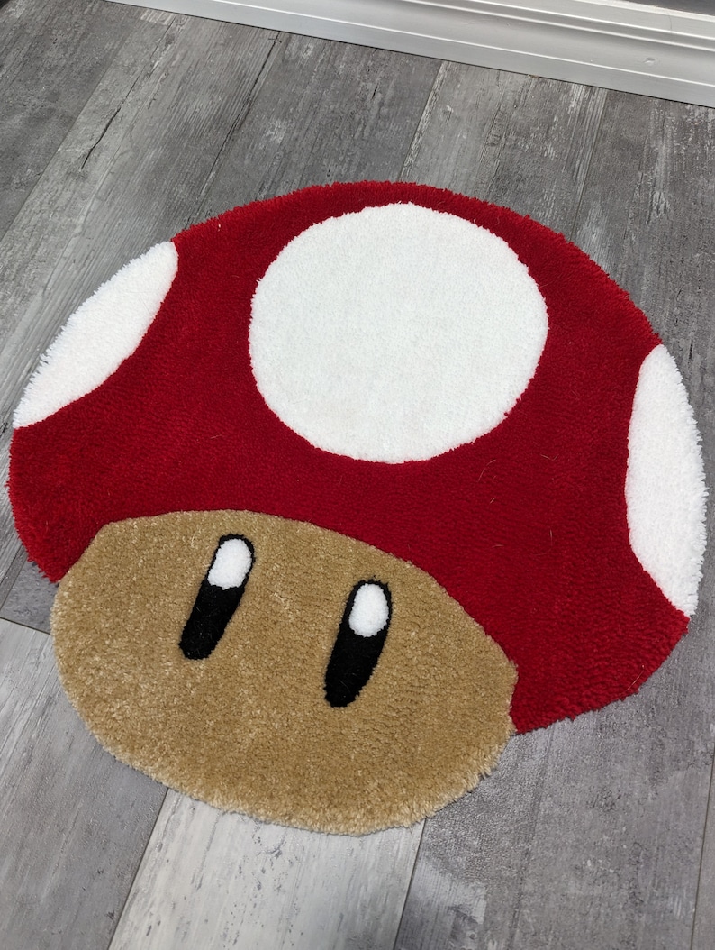Handmade Tufted Mario Mushroom Floor Rug - Etsy