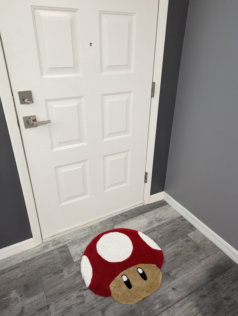 Handmade Tufted Mario Mushroom Floor Rug - Etsy