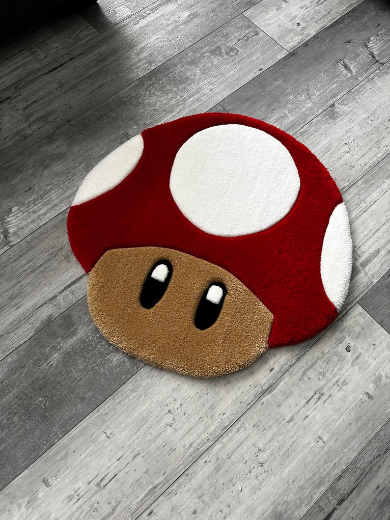 Handmade Tufted Mario Mushroom Floor Rug - Etsy