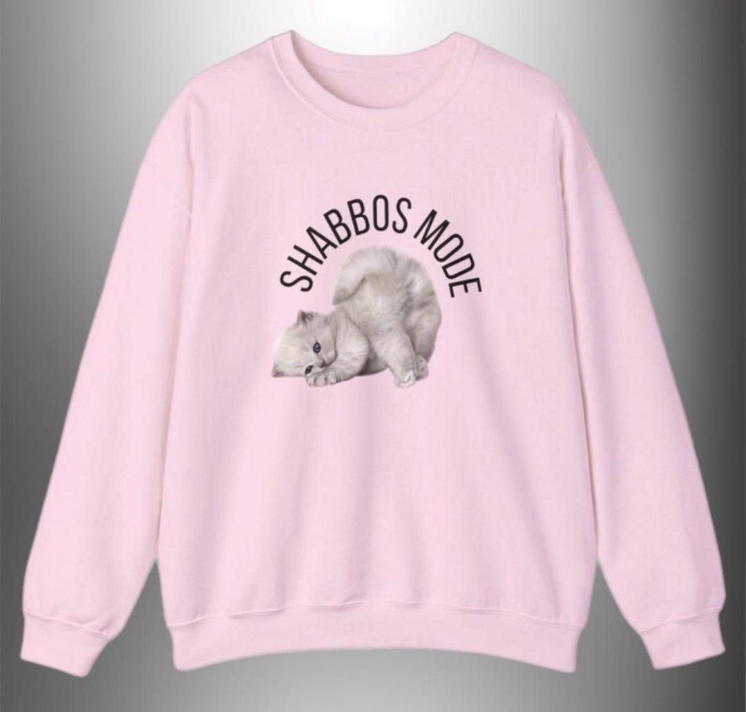 Shabbos Mode Sweatshirt: Funny Jewish Cat Design - Etsy