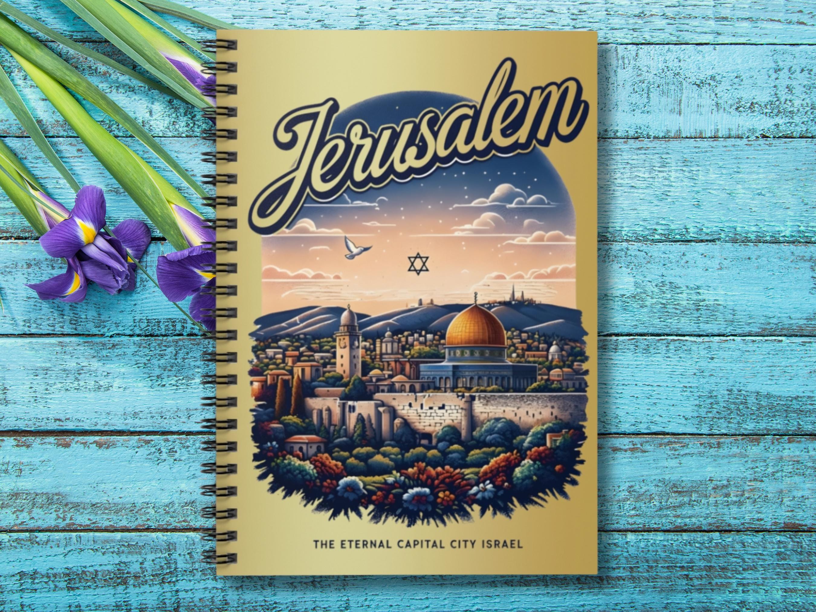 Jerusalem Jewish Spiral Ruled Line Notebook, Hebrew Journal, Judaica ...