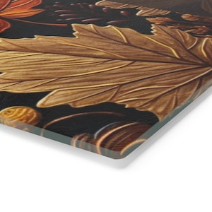 Shabbat Shalom Glass Challah Board, Autumn Leaves, Jewish Home Decor ...