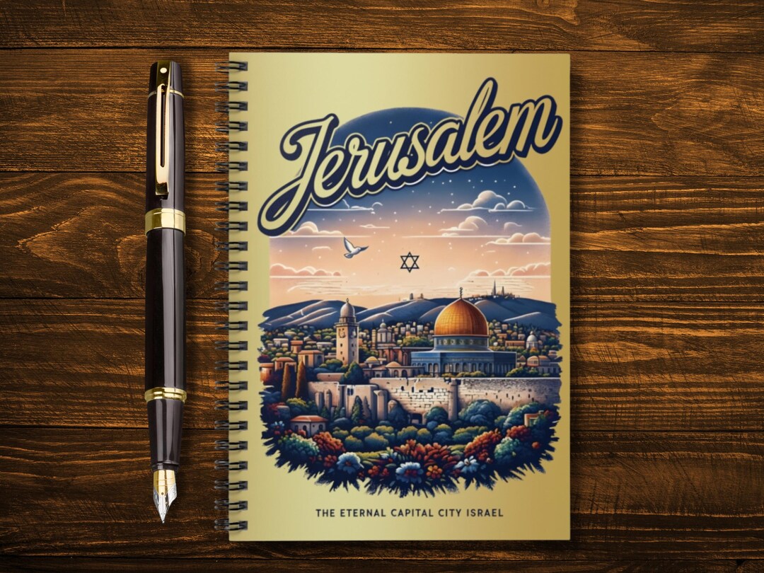 Jerusalem Jewish Spiral Ruled Line Notebook, Hebrew Journal, Judaica ...
