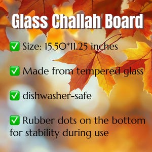 Shabbat Shalom Glass Challah Board, Autumn Leaves, Jewish Home Decor ...