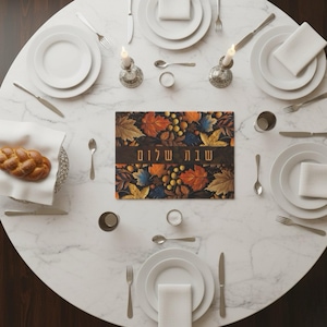 Shabbat Shalom Glass Challah Board, Autumn Leaves, Jewish Home Decor ...