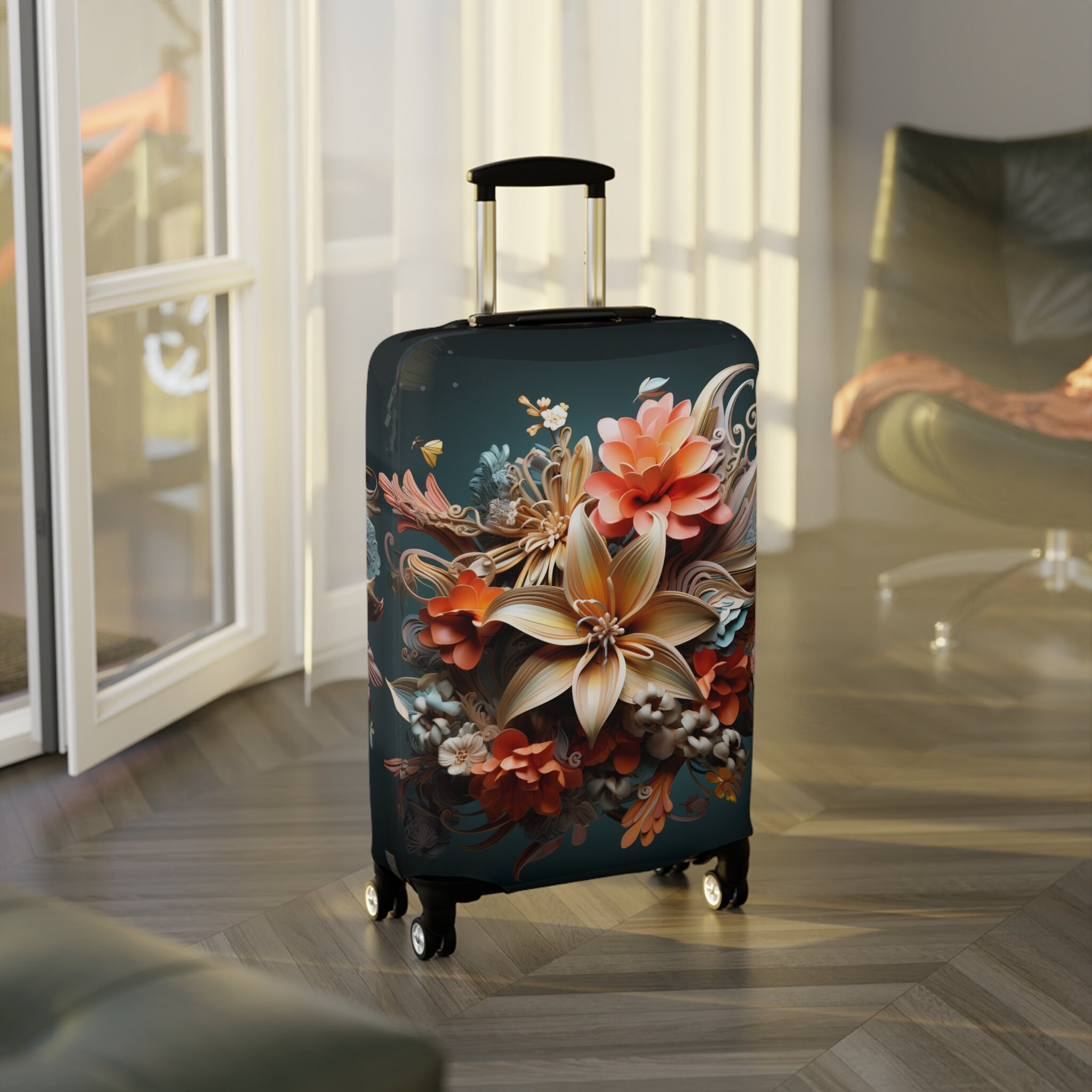3D Flowers Suitcase Cover: Elevate Your Travel With Blossoming - Etsy