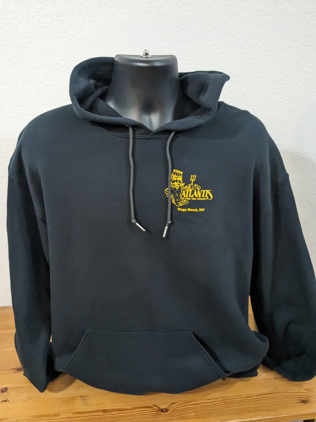 Large Black Hoodie Recreated Atlantis Night Club T-shirt From - Etsy
