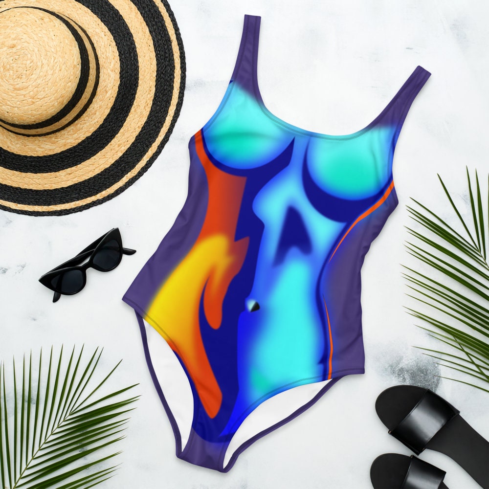 Body Print One Piece Swimsuit, Heat Map Swimsuit, Human Body Thermal ...