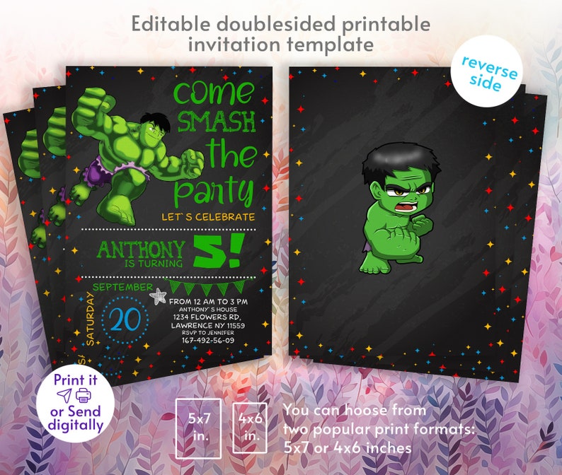 Printable Boy Birthday Invitation, Superhero Birthday Invite ...