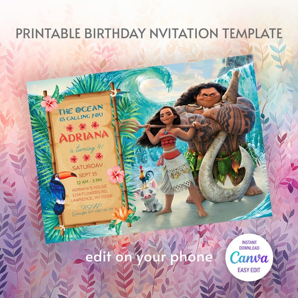 Moana Invitation - Etsy